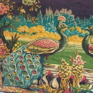 Vintage | Wall Decor | Vintage Beautiful Wall Rug Velvet Peacock ...